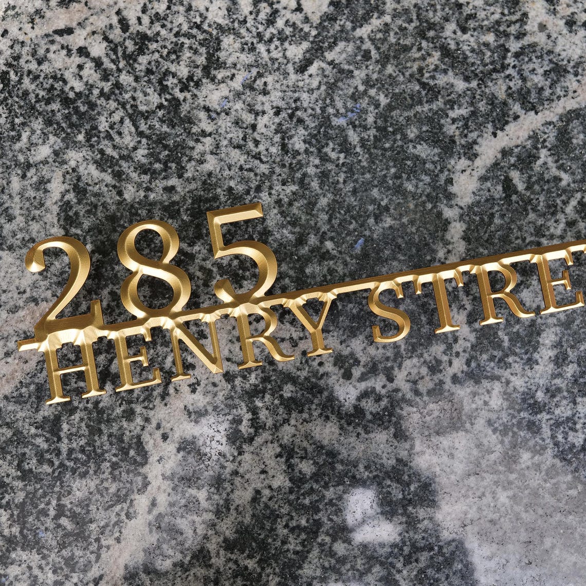Custom Solid Brass Address Sign | 3D Engraved House Numbers & Street ...