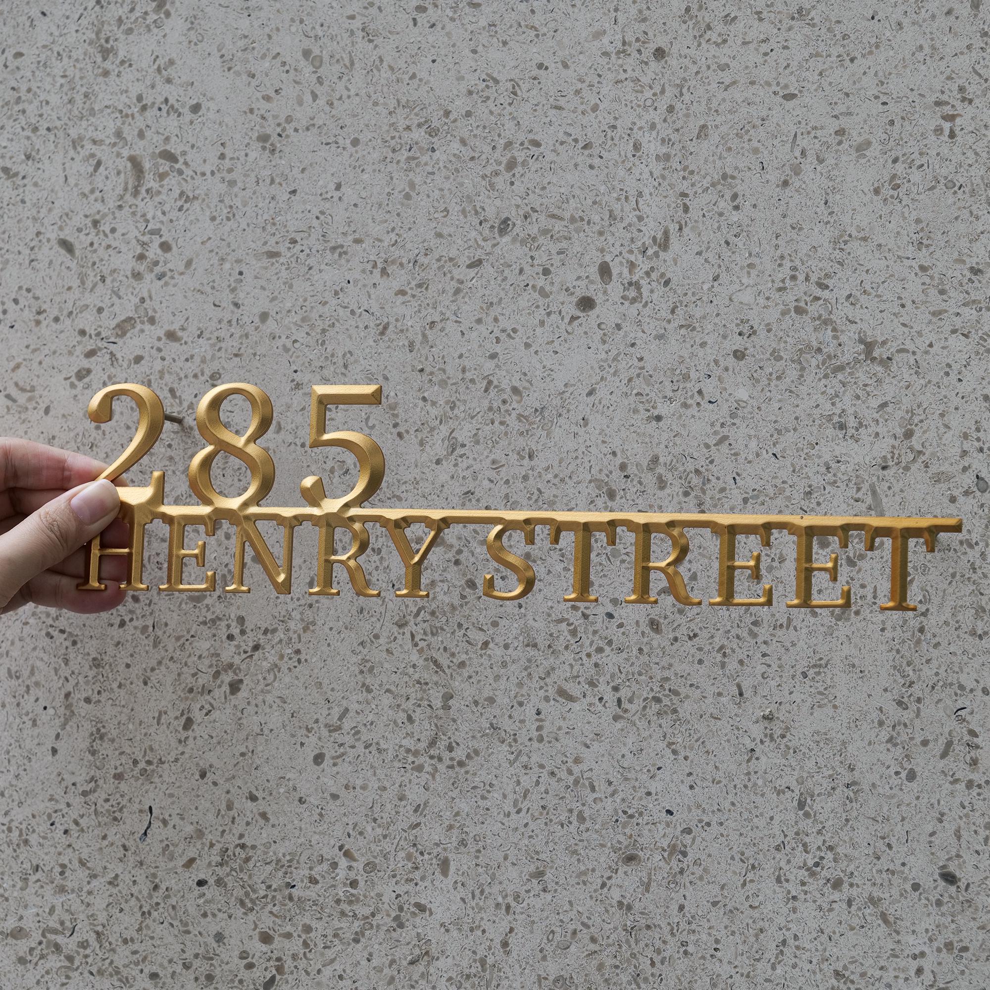 Custom Solid Brass Address Sign | 3D Engraved House Numbers & Street ...