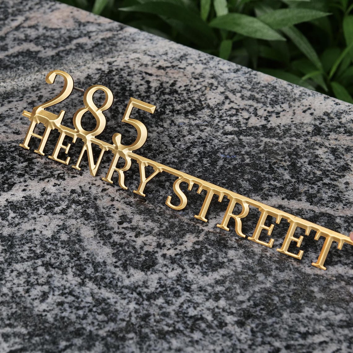 Custom Solid Brass Address Sign | 3D Engraved House Numbers & Street ...