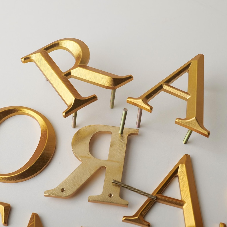 Custom Solid Brass Letters Numbers Logo - 3D Floating Engraved Brass ...
