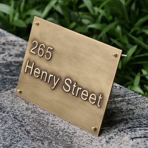 Custom Brass Address Plaque | Raised Letter Solid Brass Sign | House ...