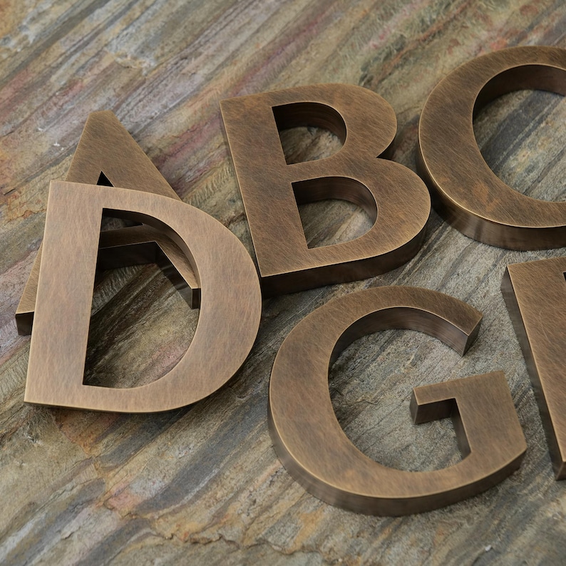 3D Vintage Brass Letters and Numbers Metal Signage Custom Logo Custom ...