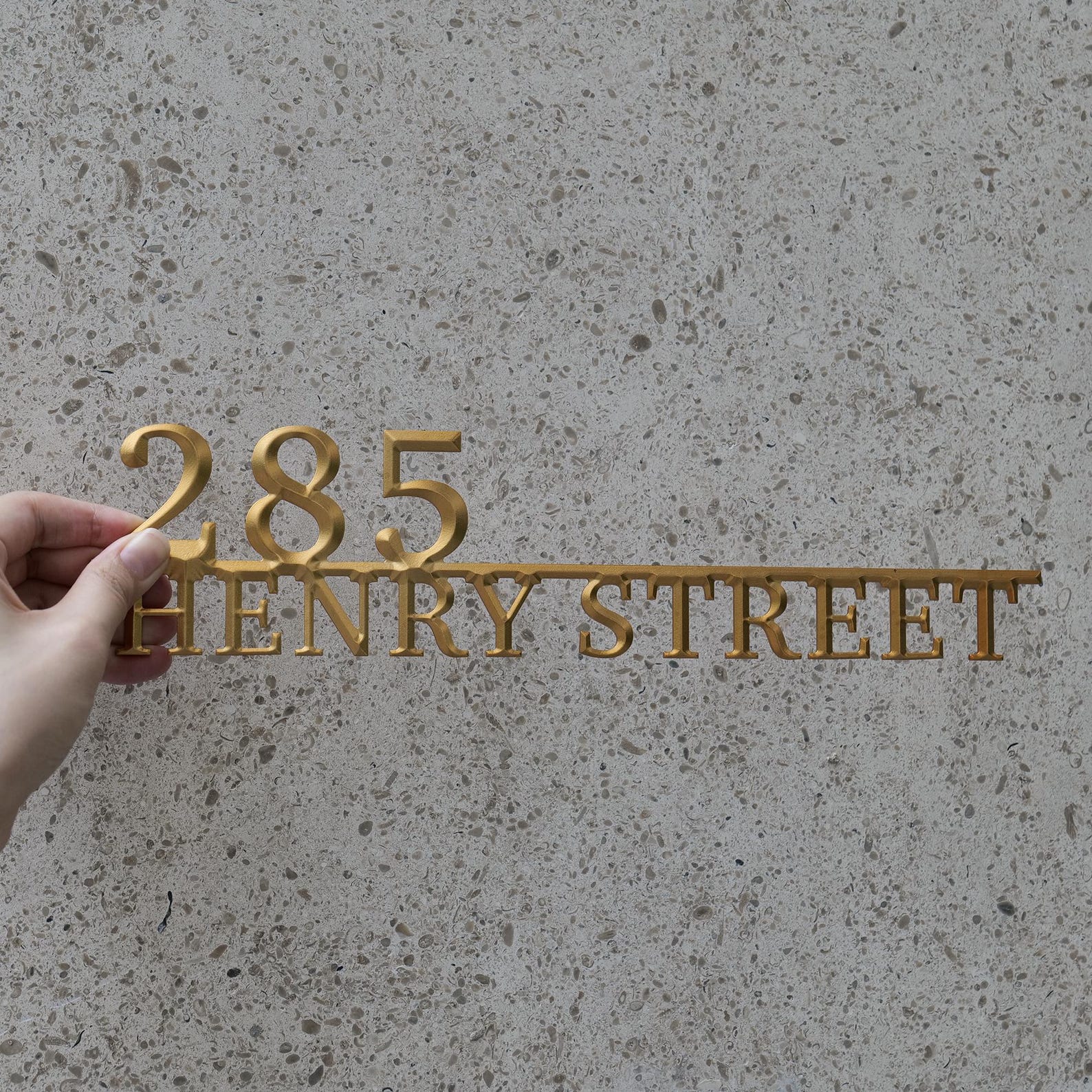 Custom Solid Brass Address Sign | 3D Engraved House Numbers & Street ...
