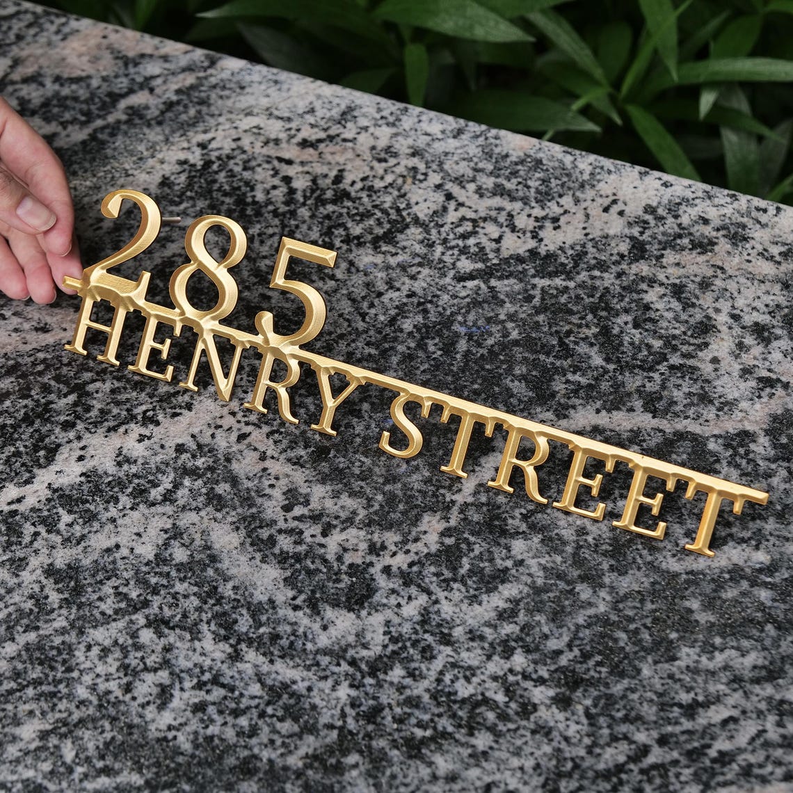 Custom Solid Brass Address Sign | 3D Engraved House Numbers & Street ...