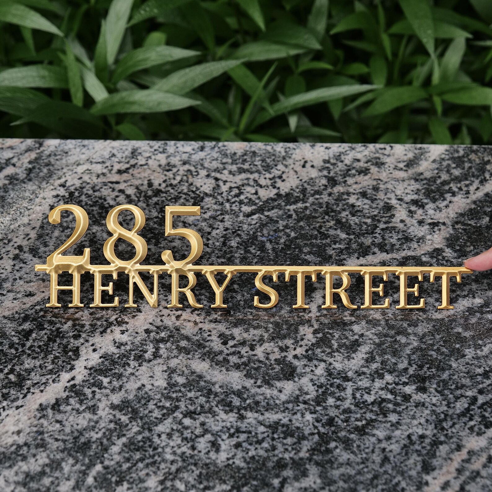 Custom Solid Brass Address Sign | 3D Engraved House Numbers & Street ...