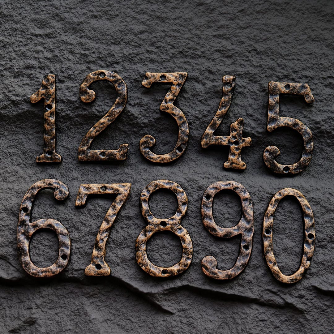Decorative Cast Iron Numbers With Mounting Screws, House Numbers, Small ...