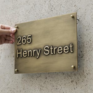 Custom Brass Address Plaque | Raised Letter Solid Brass Sign | House ...