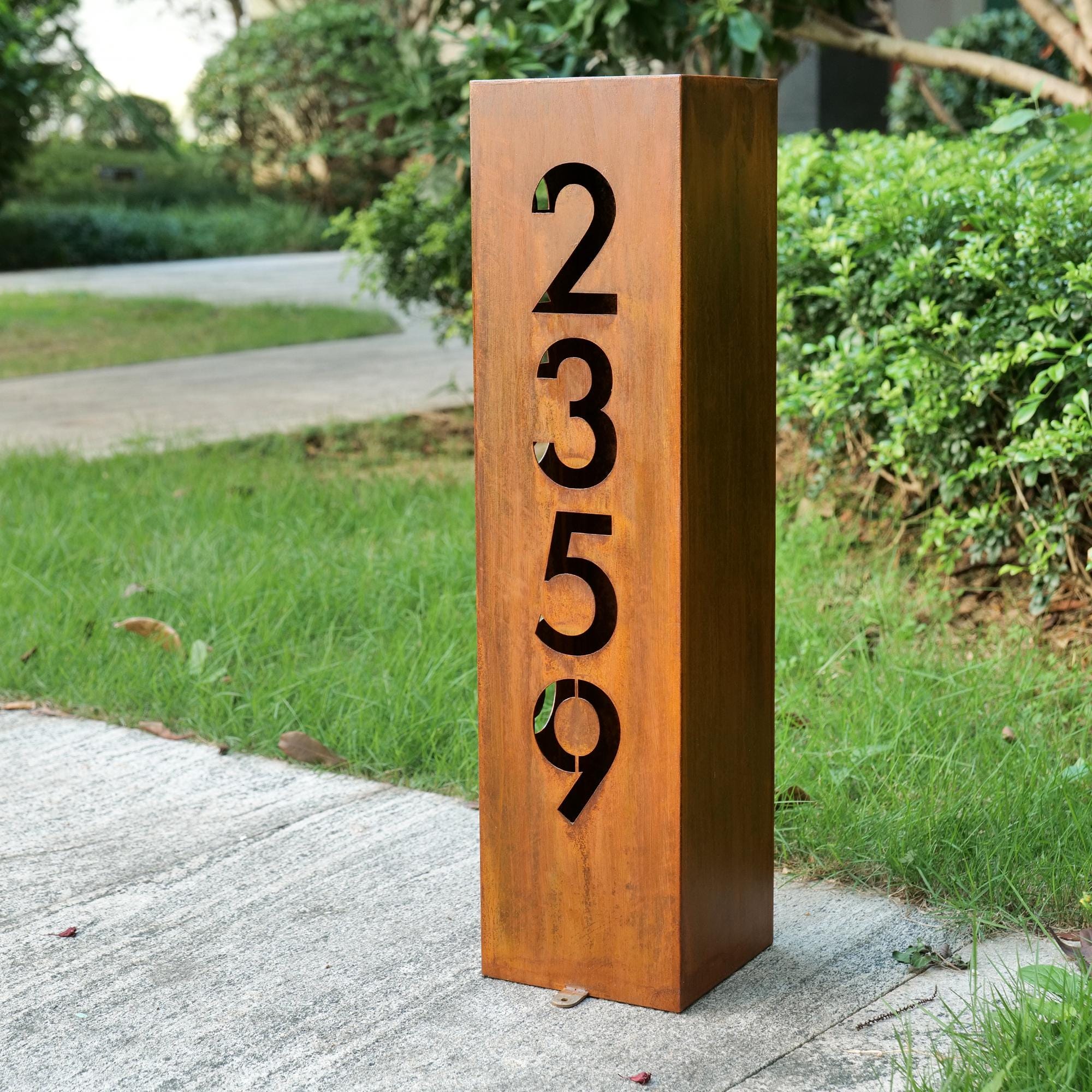 Custom Address Rusted Sign, Sign on Stakes, Address Sign Yard Address ...