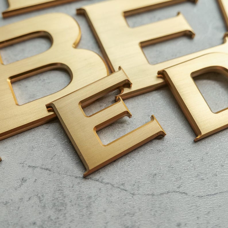 Custom Solid Brass Letters and Numbers – 3D Beveled Edge Font, Logo ...
