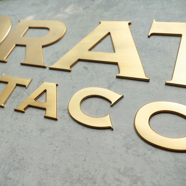 Custom Solid Brass Letters and Numbers – 3D Beveled Edge Font, Logo ...