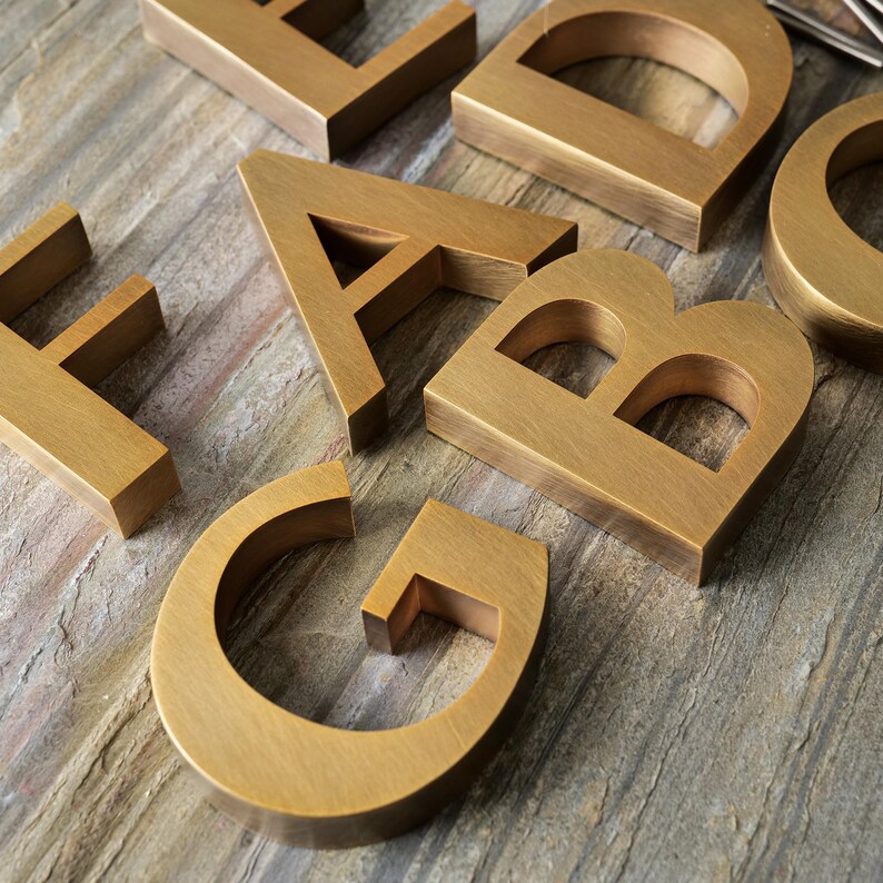 3D Vintage Brass Letters and Numbers Metal Signage Custom Logo Custom ...