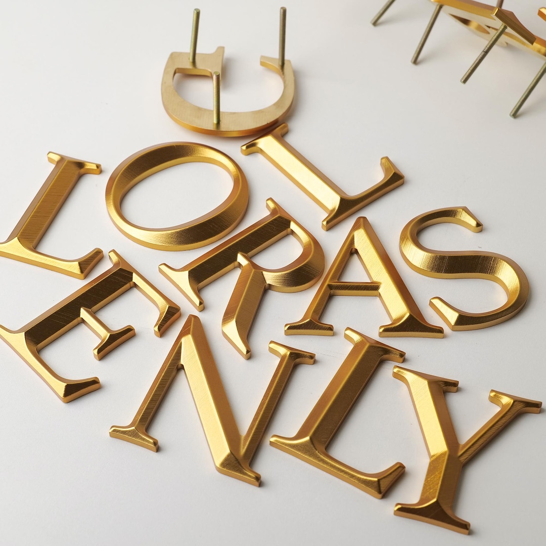 Custom Solid Brass Letters Numbers Logo - 3D Floating Engraved Brass ...
