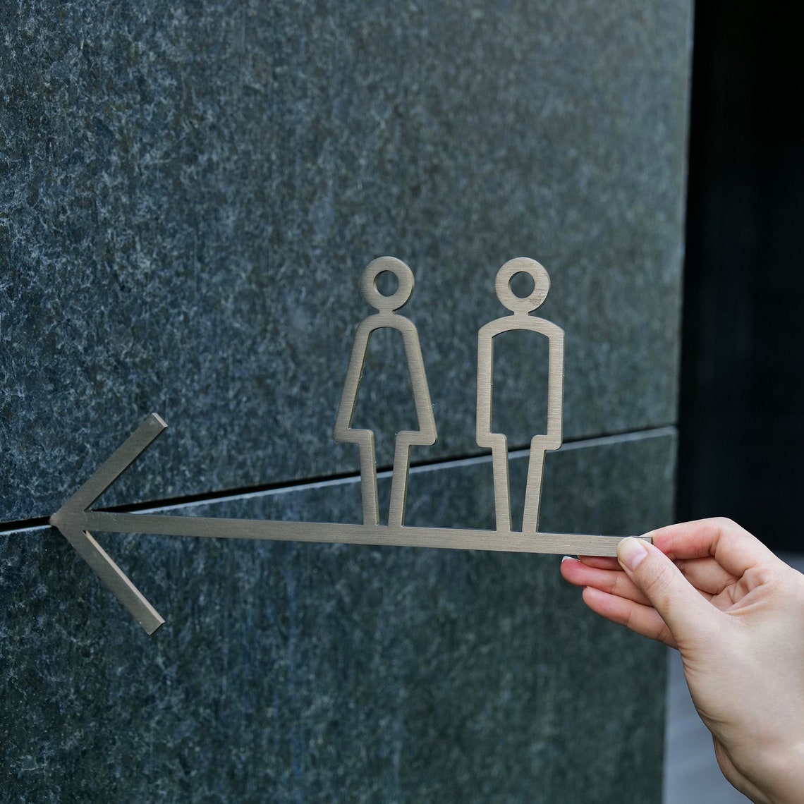 Toilet Signs, Restroom Sign, Modern Restroom Logo, Double-sided WC Sign ...