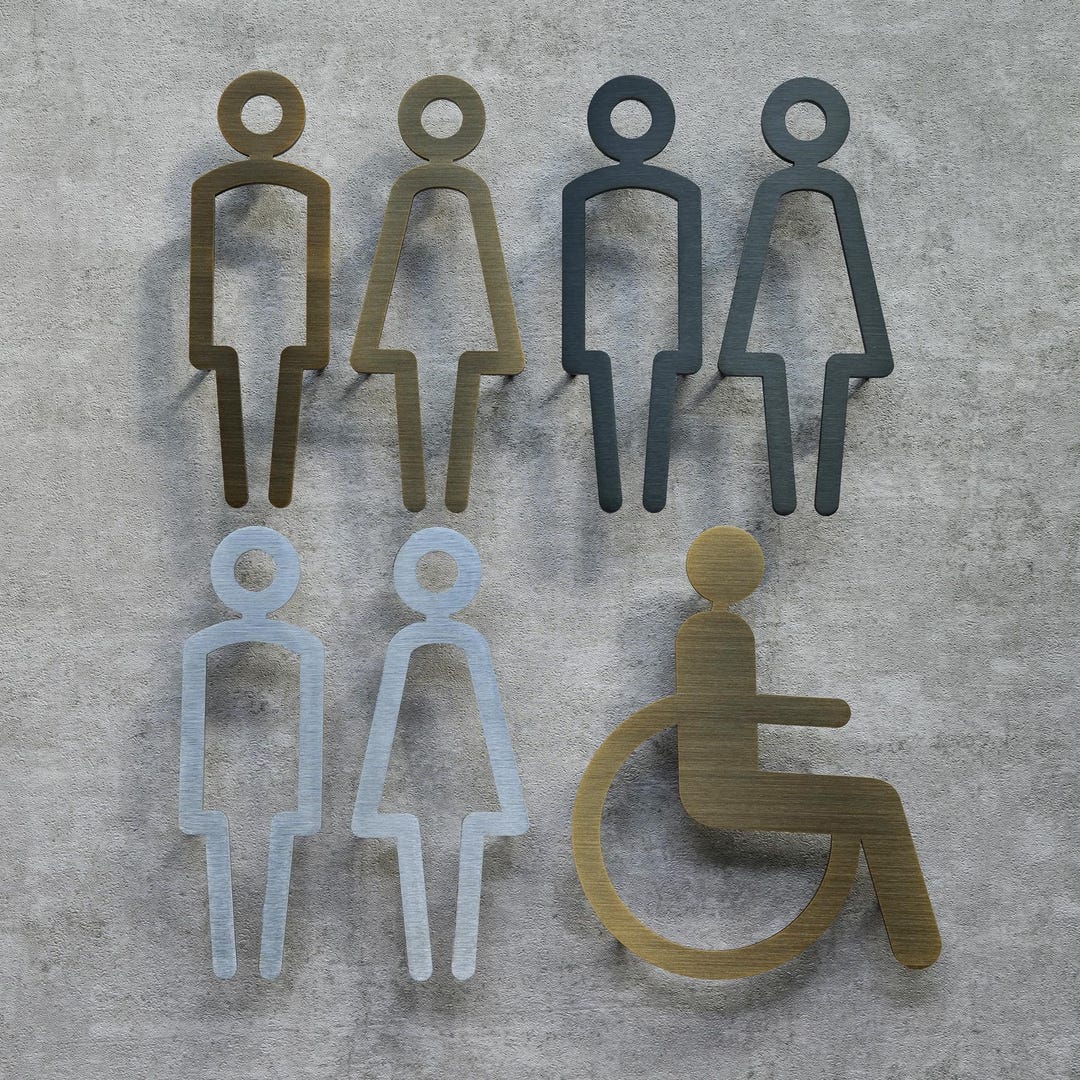 Toilet Signs | Modern Male Female Toilet Symbols | Metal WC & Toilet ...
