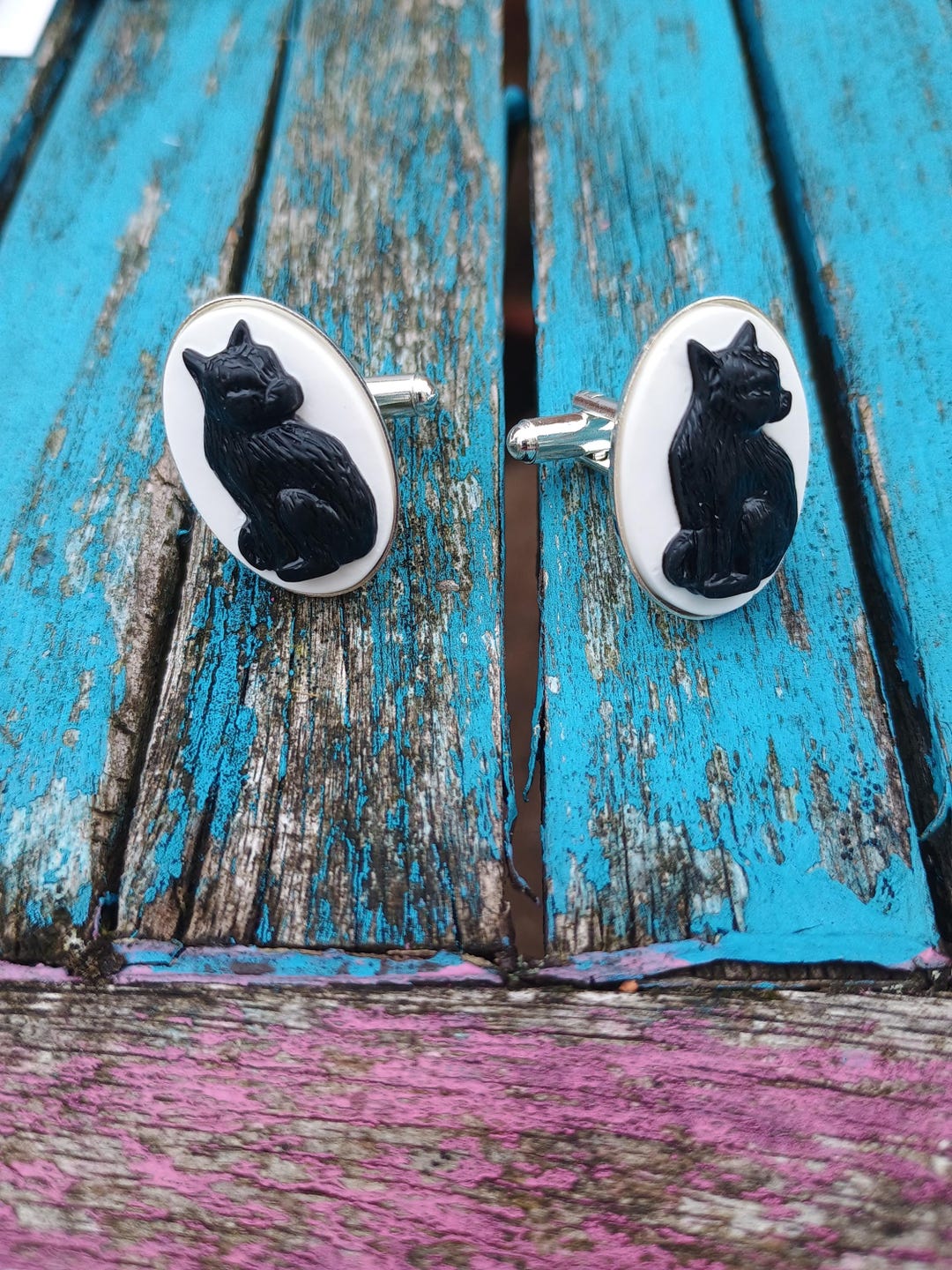 Black Cat Cameo Cufflinks - Etsy