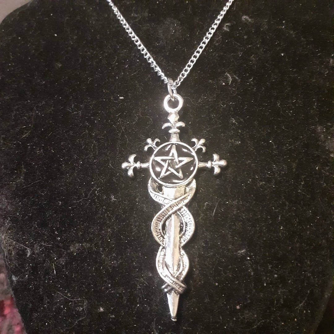 Gothic Pentagram Sword Wiccan Pendant Goth. Unisex Necklace - Etsy