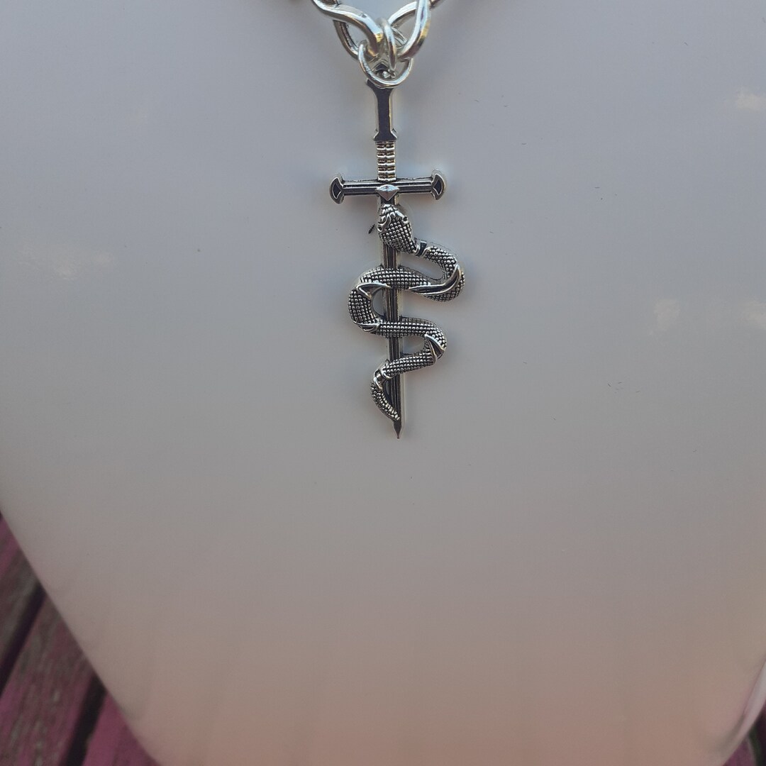 Sword and Serpent, Barb Wire, Unisex Punk Goth Pendant. Choice of ...