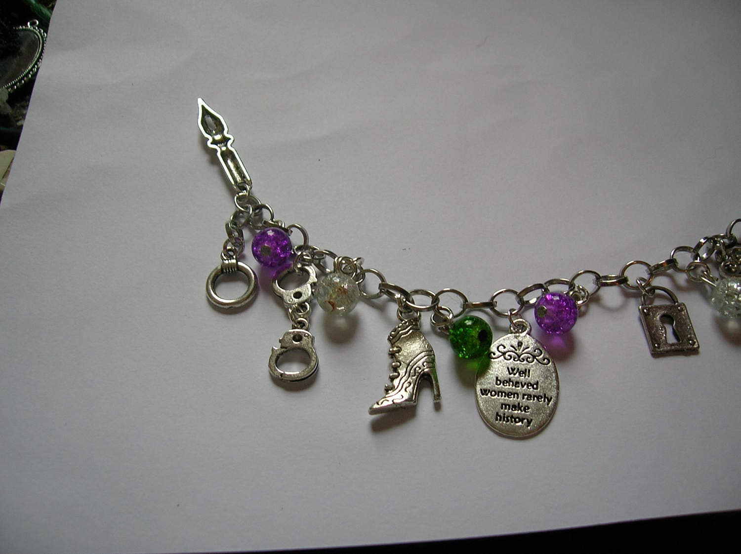 Women's Rights Feminist Suffragette Charm Bracelet. Choice of Length ...