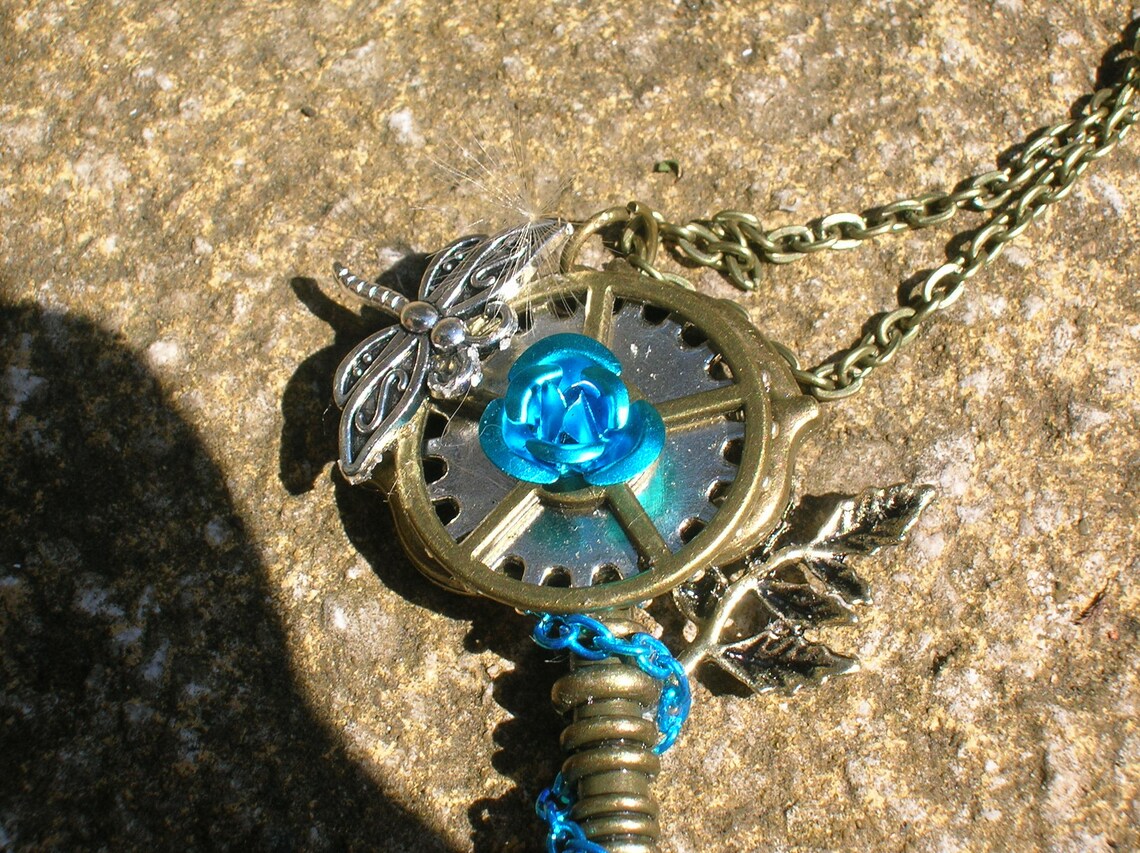 Steampunk Fantasy Dragonfly Key Pendant. Choice Colours - Etsy UK