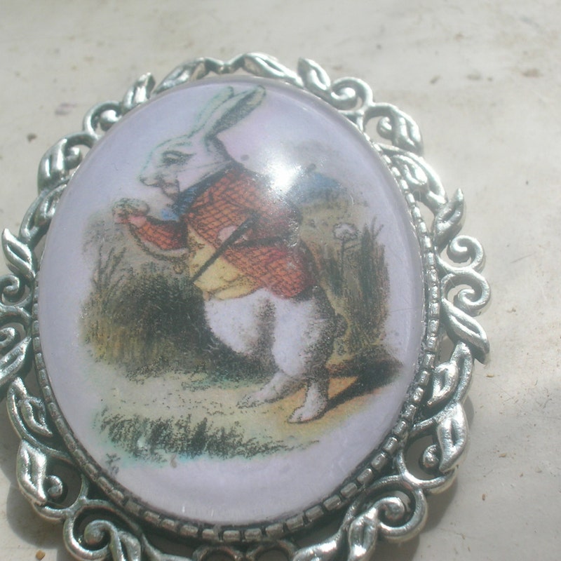 White Rabbit Brooch - Etsy