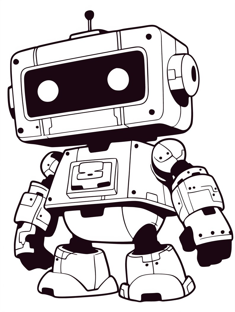 Cute Robot Coloring Book for Kids – 40 Printable Pages – Fun Robot ...