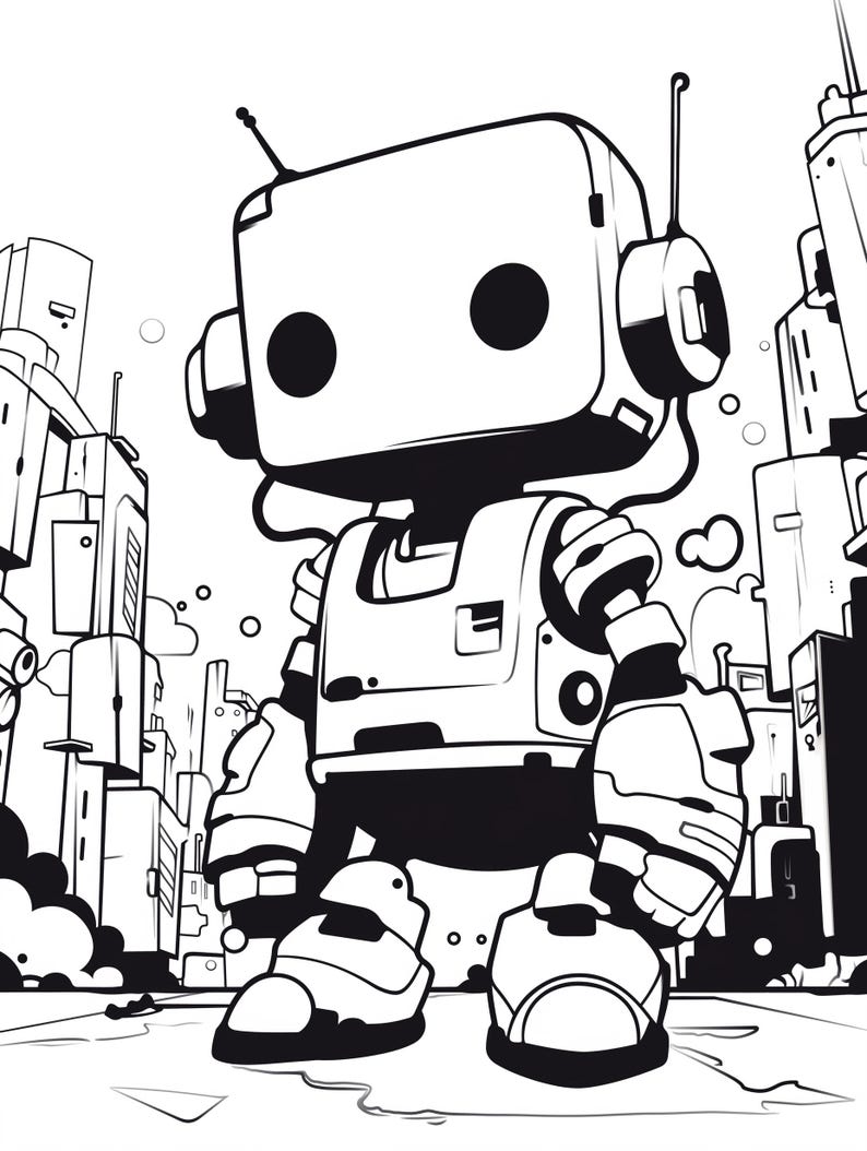 Cute Robot Coloring Book for Kids – 40 Printable Pages – Fun Robot ...