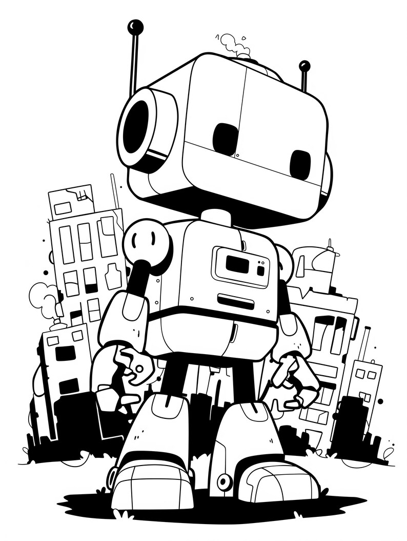 Cute Robot Coloring Book for Kids – 40 Printable Pages – Fun Robot ...