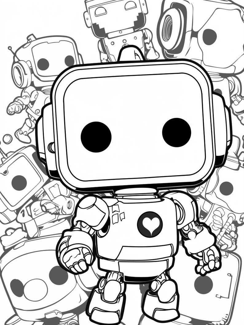 Cute Robot Coloring Book for Kids – 40 Printable Pages – Fun Robot ...
