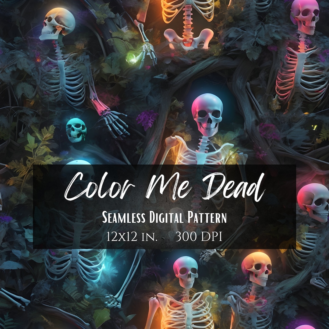 Color Me Dead Seamless Pattern Instant Download Commercial Use 12 X 12 ...