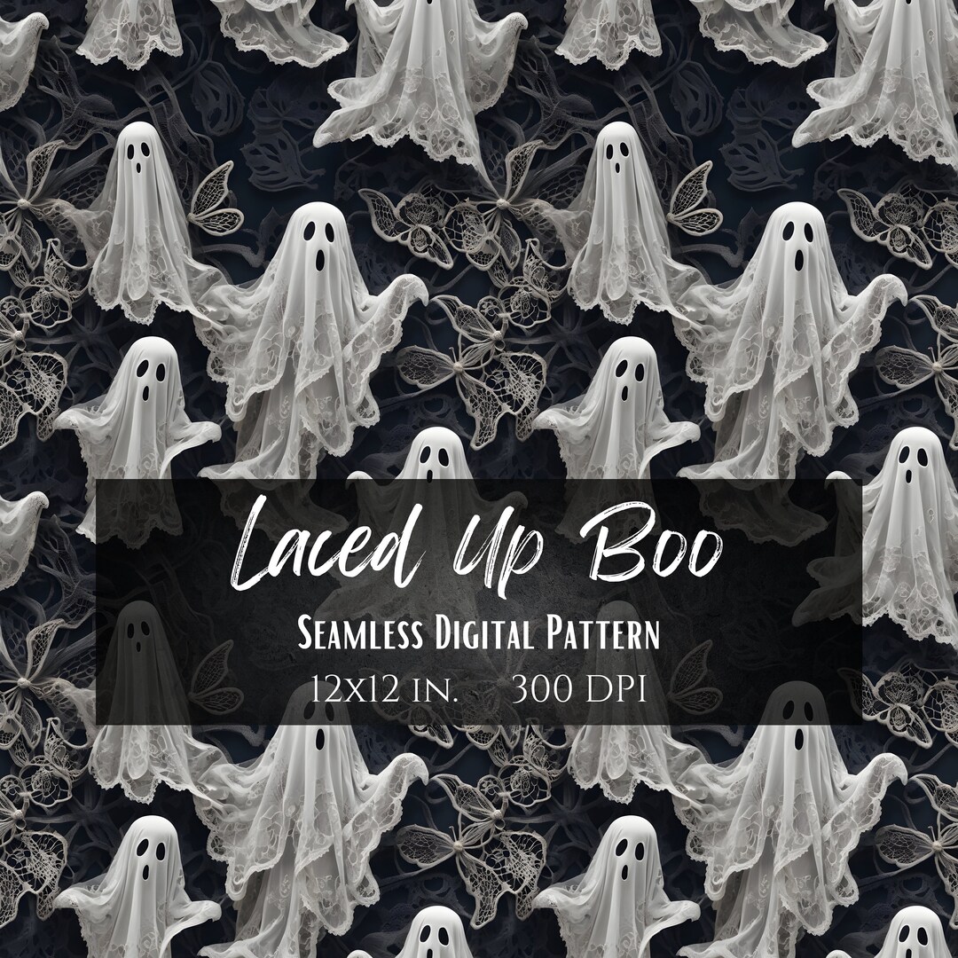 Laced up Boo Seamless Pattern Instant Download Commercial Use 12 X 12 ...