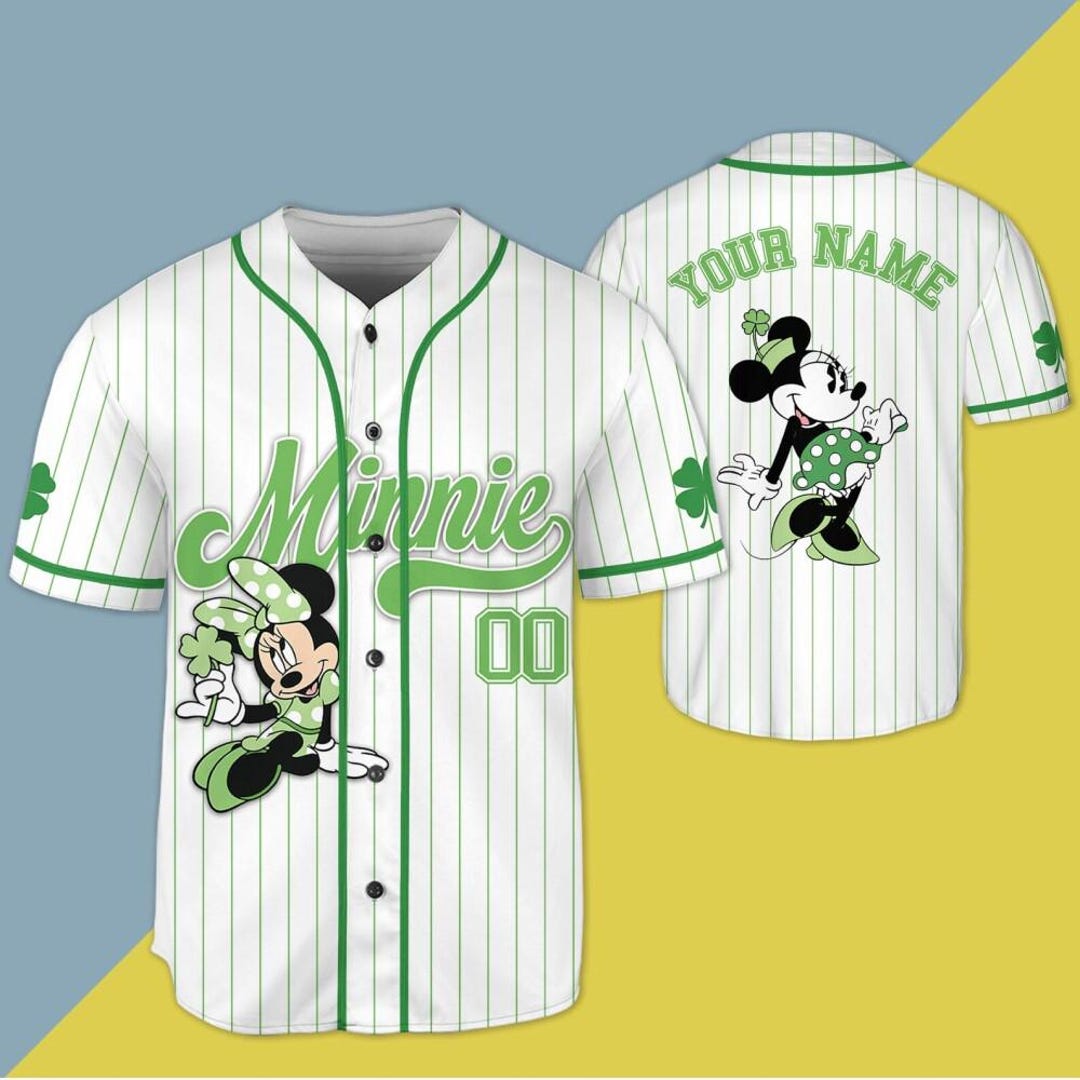 Custom St. Patrick’s Day Minnie Mouse Baseball Jersey, Custom Minnie ...
