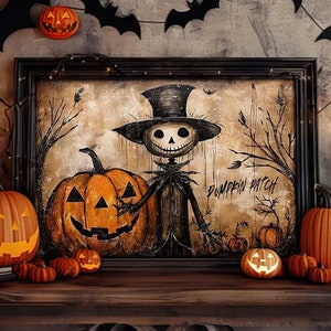 Primitive Halloween Decor Unframed Matte Paper Art Print Available in ...