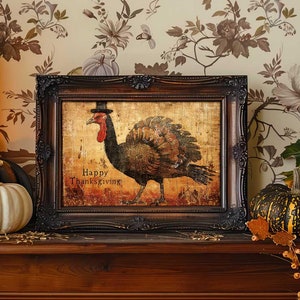 Happy Thanksgiving Decor Rustic Unframed Print - Wall Art Mantle Decor ...