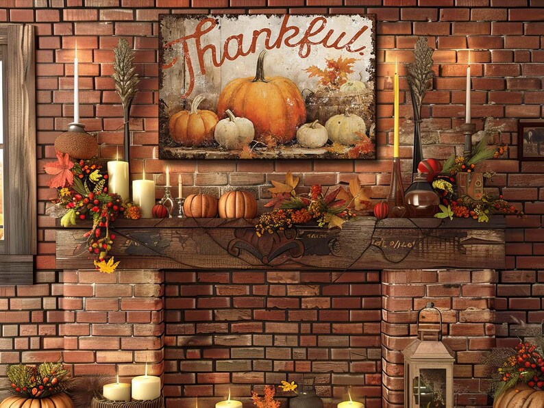 Thanksgiving Wall Decor Mantle Art Decoration for Kitchen Living Room ...