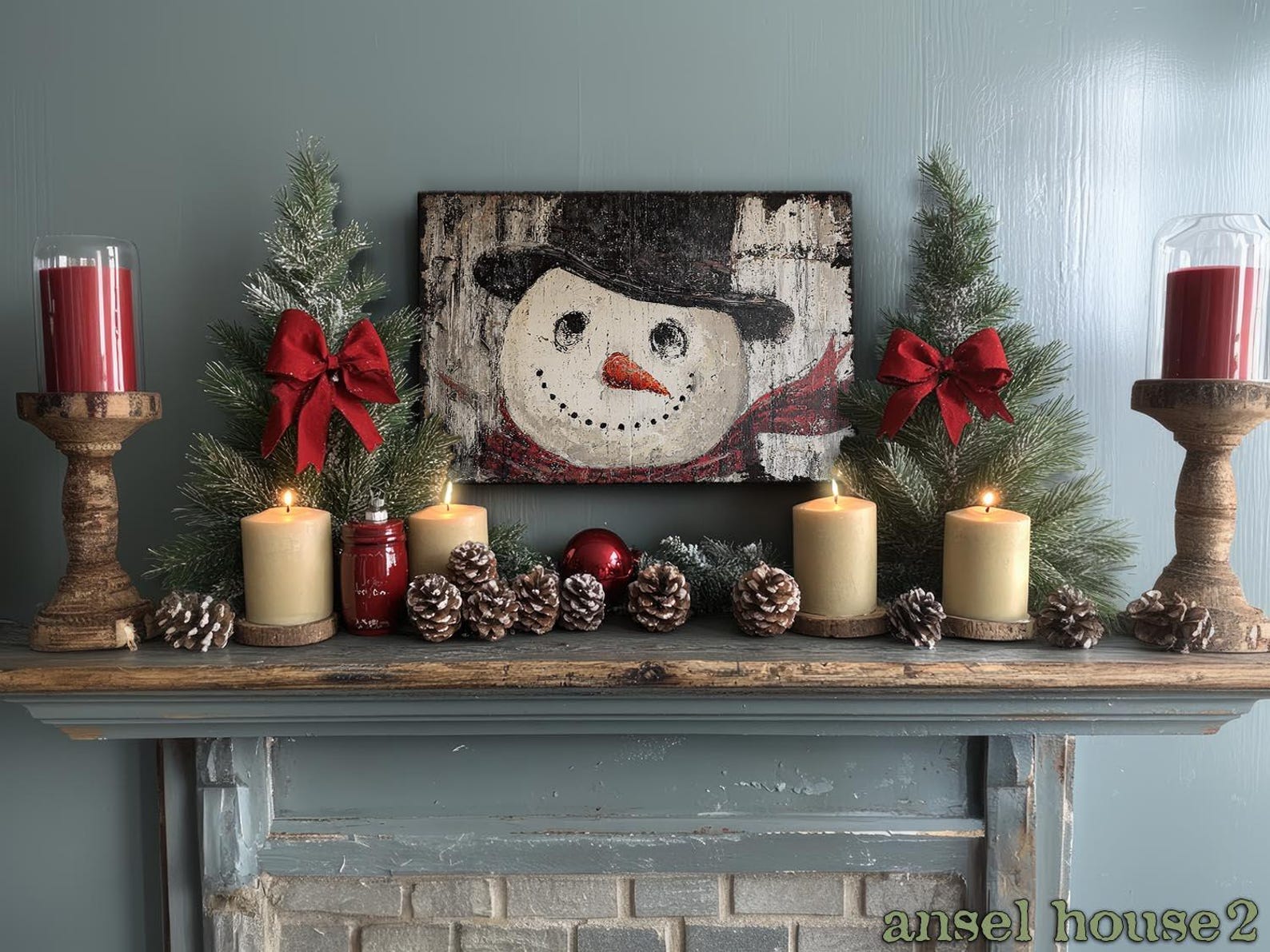 Rustic Snowman Canvas Wall Art – Vintage Winter Decor, Farmhouse ...