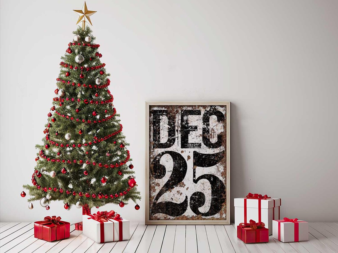 DEC 25 Unframed Art Print - Small & Large - Christmas Decor December ...