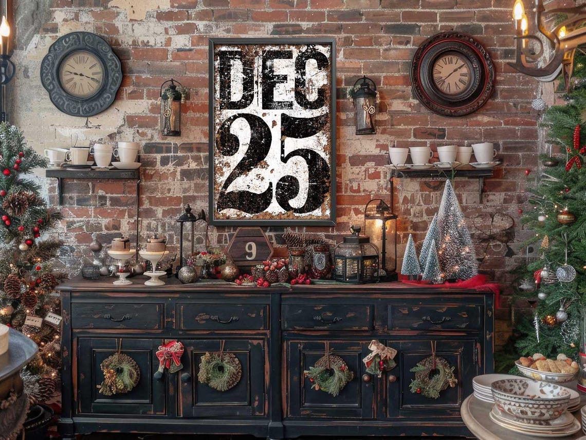 DEC 25 Unframed Art Print - Small & Large - Christmas Decor December ...