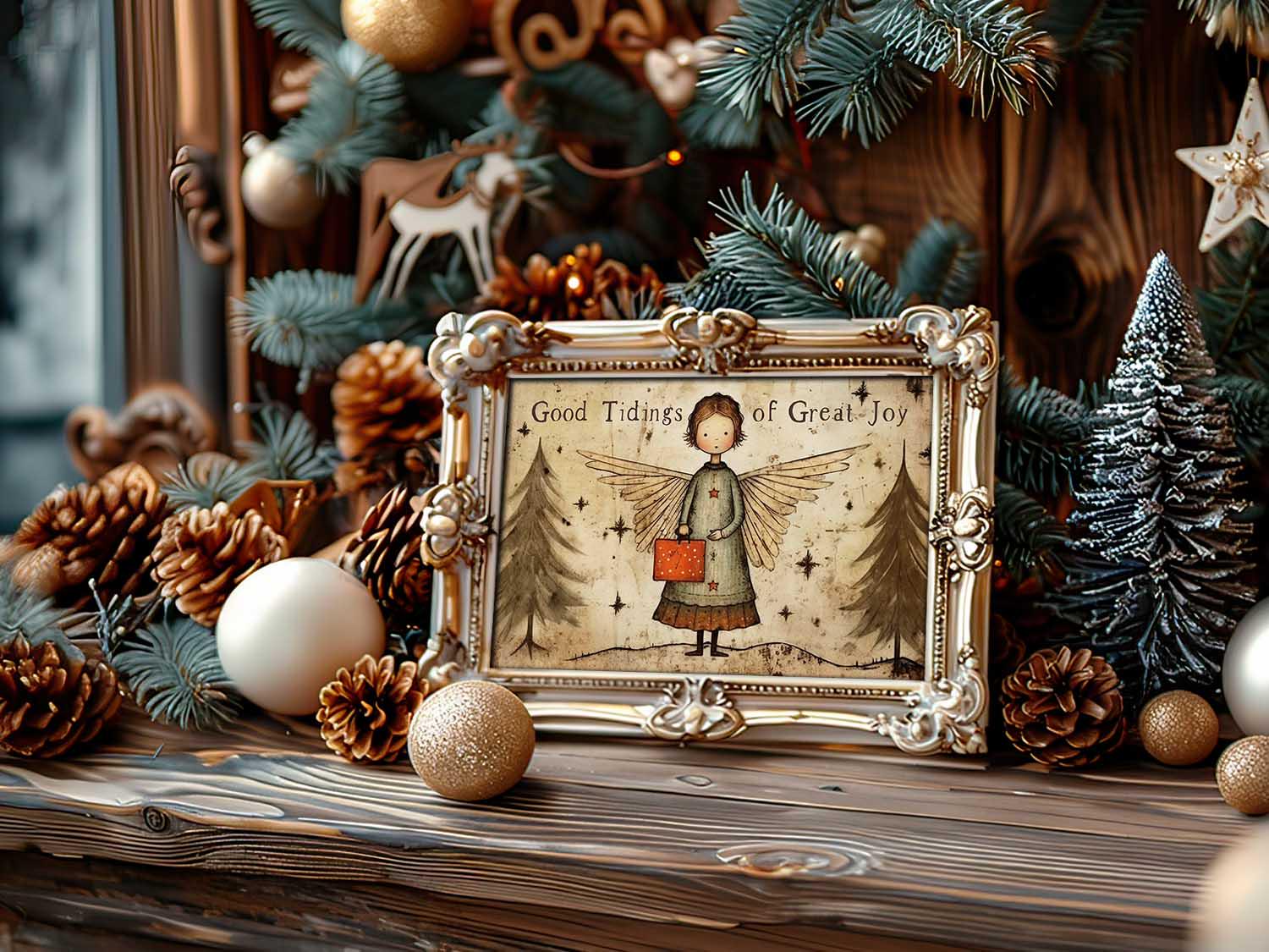 Christmas Decor Whimsical Angel - Primitive Rustic Mantle Decor ...
