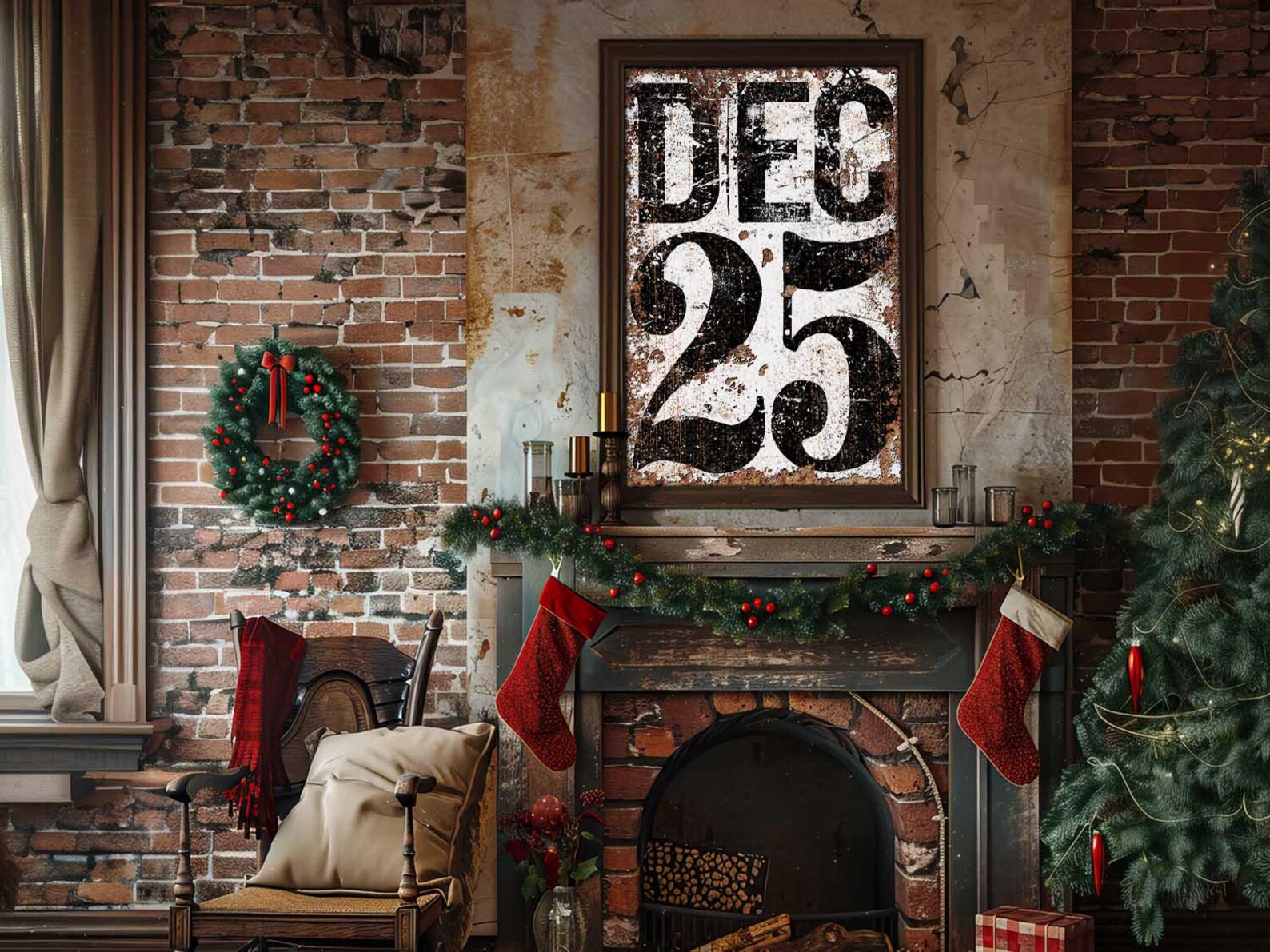DEC 25 Unframed Art Print - Small & Large - Christmas Decor December ...
