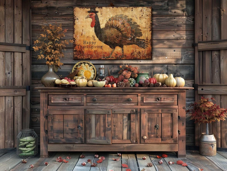 Canvas Art Print - Primitive Happy Thanksgiving Turkey Wall Decor ...