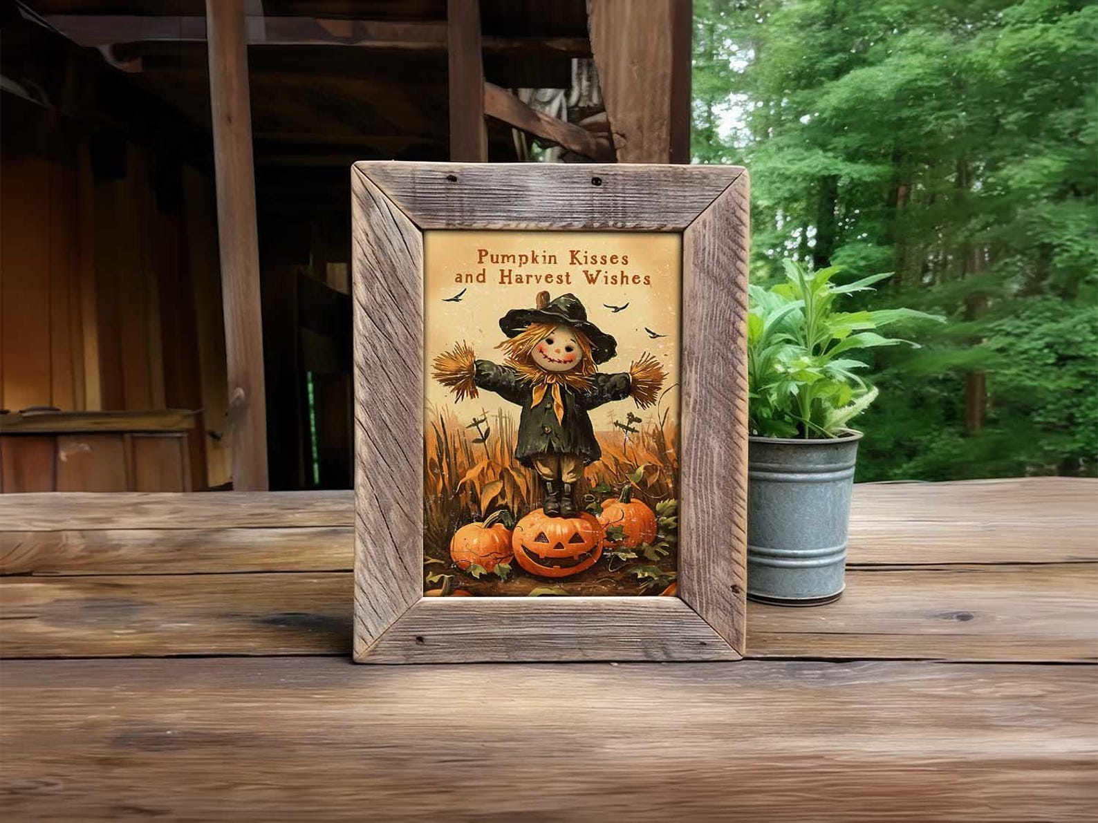 Thanksgiving Primitive Scarecrow Decor Unframed Print - Wall Art Mantle ...