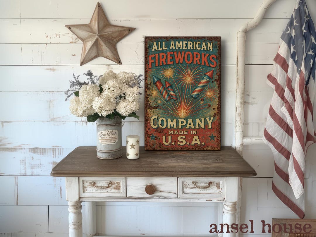Primitive 4th of July Decor - Large or Small Canvas Art - Rustic ...