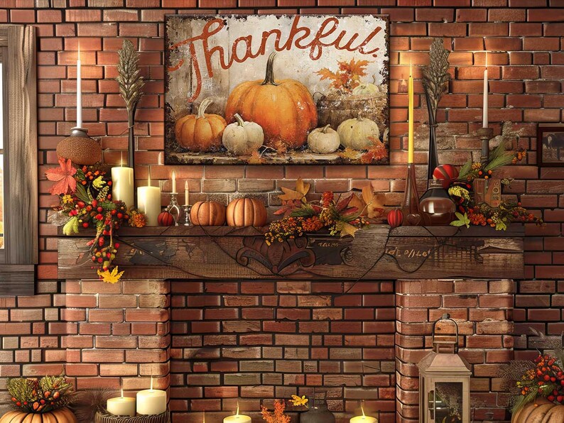 Thanksgiving Wall Decor Mantle Art Decoration for Kitchen Living Room ...