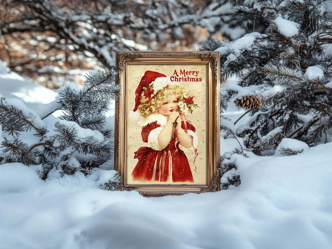 Victorian Merry Christmas Decor - Unframed Art Print Poster - Primitive ...