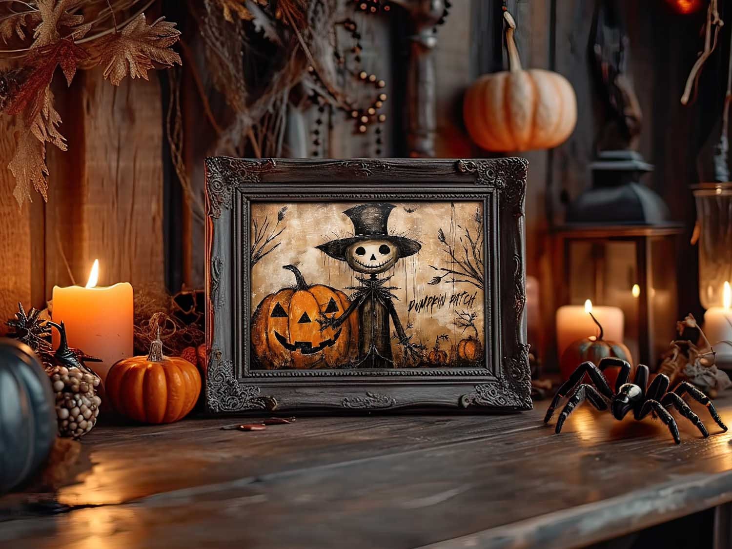 Primitive Halloween Decor Unframed Matte Paper Art Print Available in ...