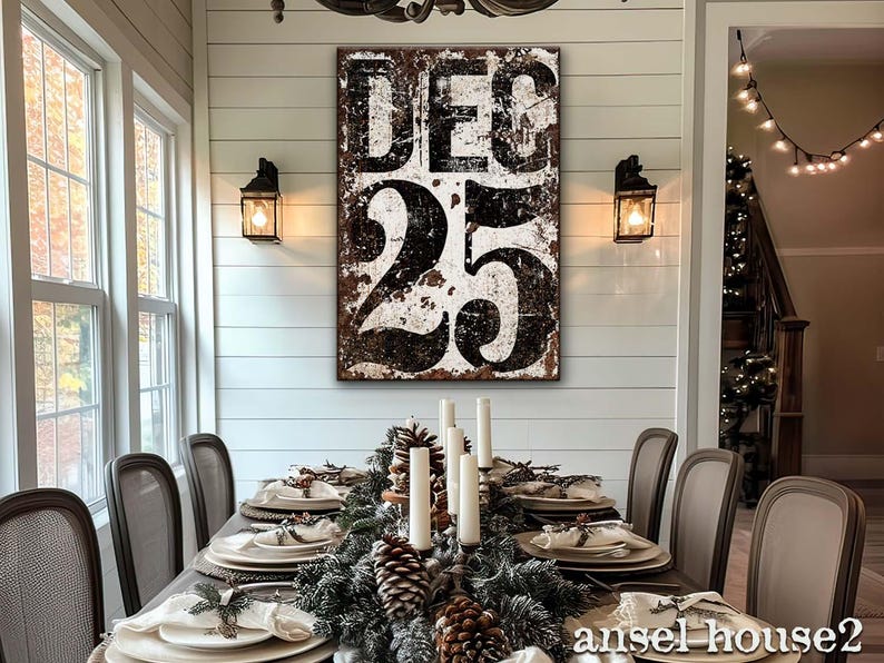 Canvas Wall Art - Primitive Rustic Christmas Mantle Decoration ...