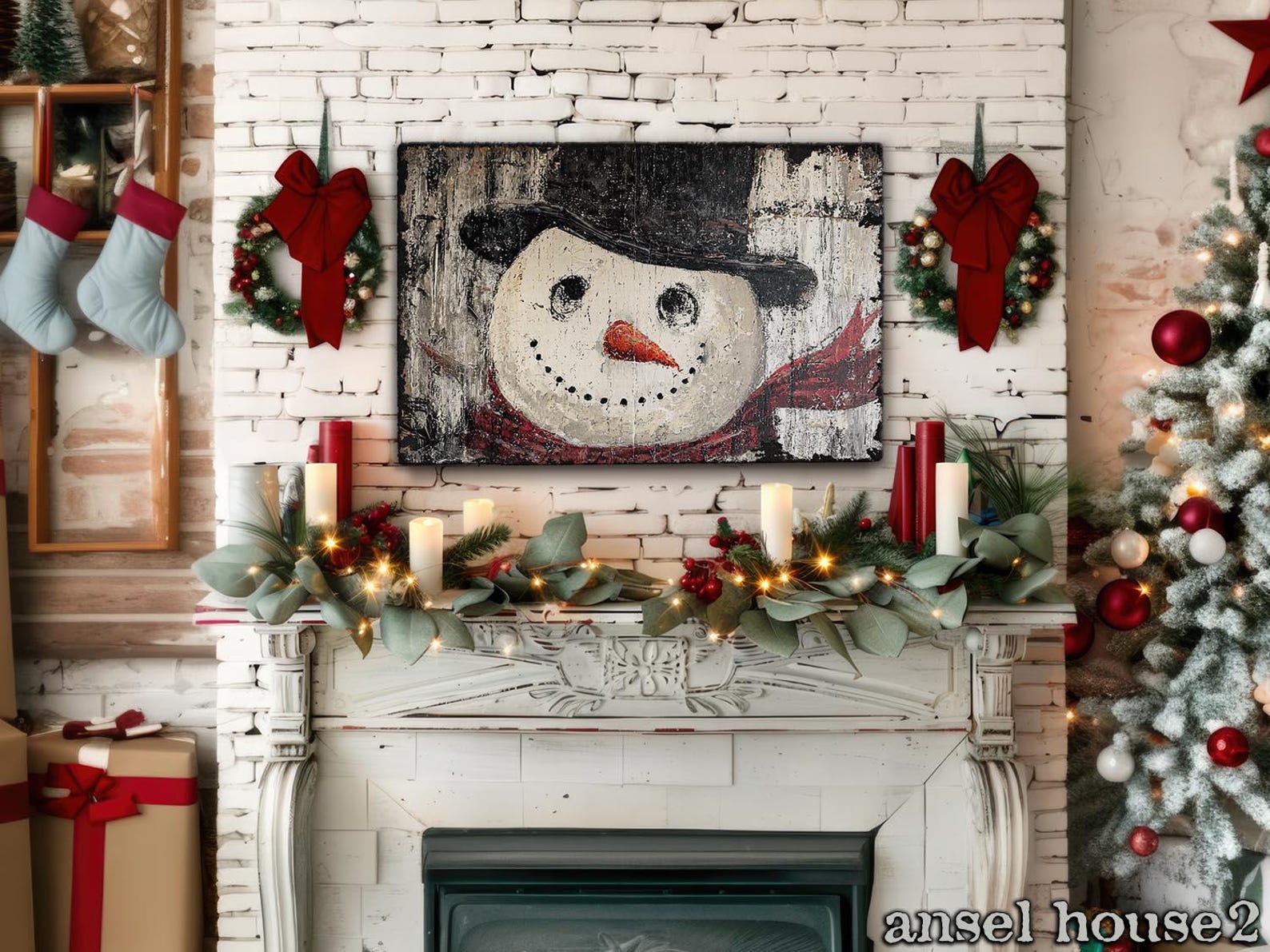 Rustic Snowman Canvas Wall Art – Vintage Winter Decor, Farmhouse ...