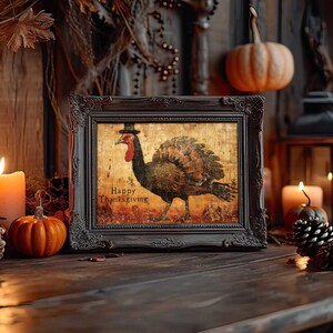 Happy Thanksgiving Decor Rustic Unframed Print - Wall Art Mantle Decor ...