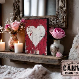 Rustic Heart Canvas Wall Art, Large Distressed Artwork, Vintage Rustic ...