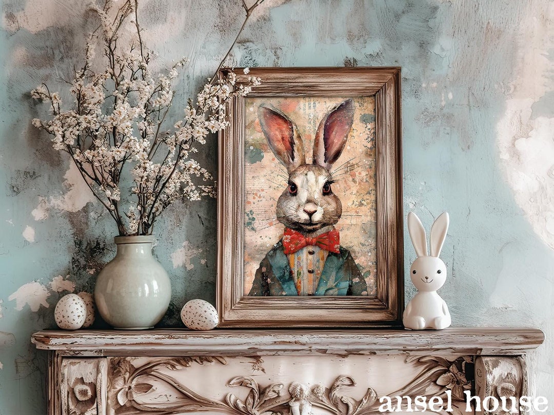 Primitive Easter Decor - Unframed Paper Art Print - Whimsical Rustic ...